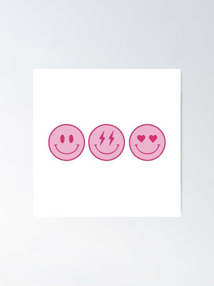"pink smiley faces" Poster for Sale by SimplySpeak | Redbubble