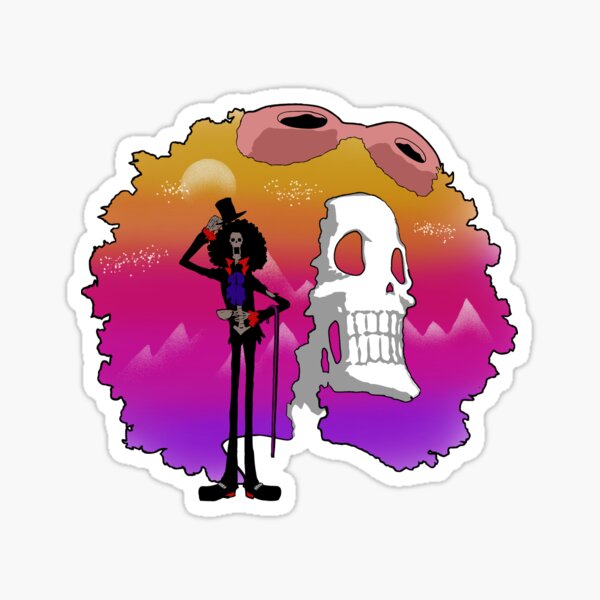 "Brook retro strawhat pirates one piece halloween" Sticker for Sale by ...