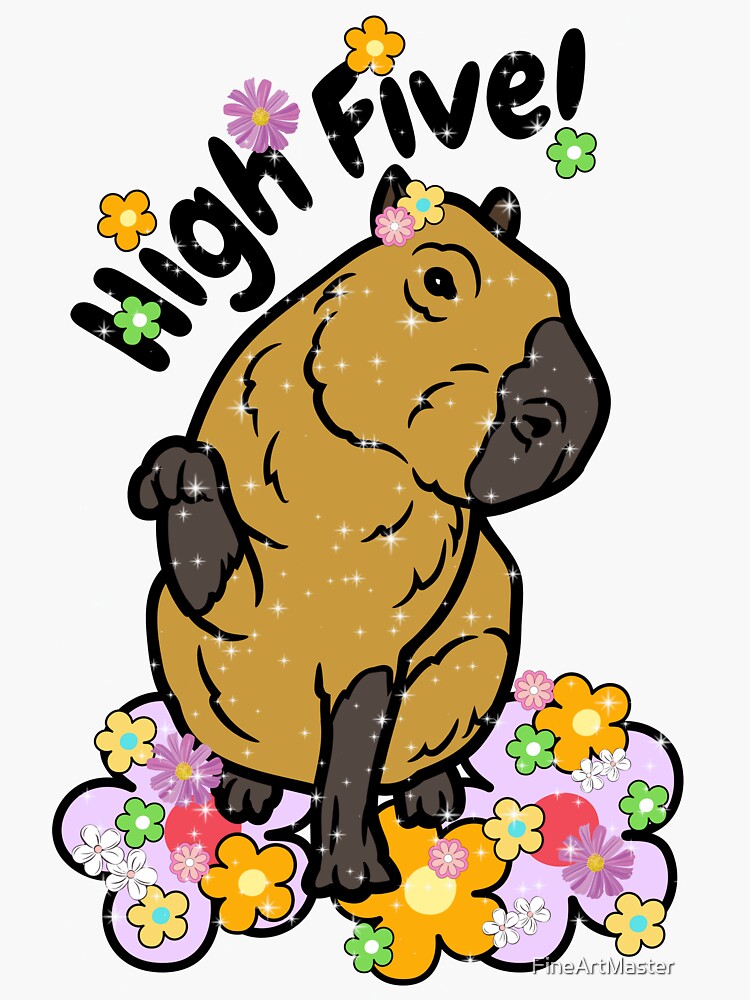 "High Five! Cute Brown Kawaii Capybara" Sticker for Sale by ...