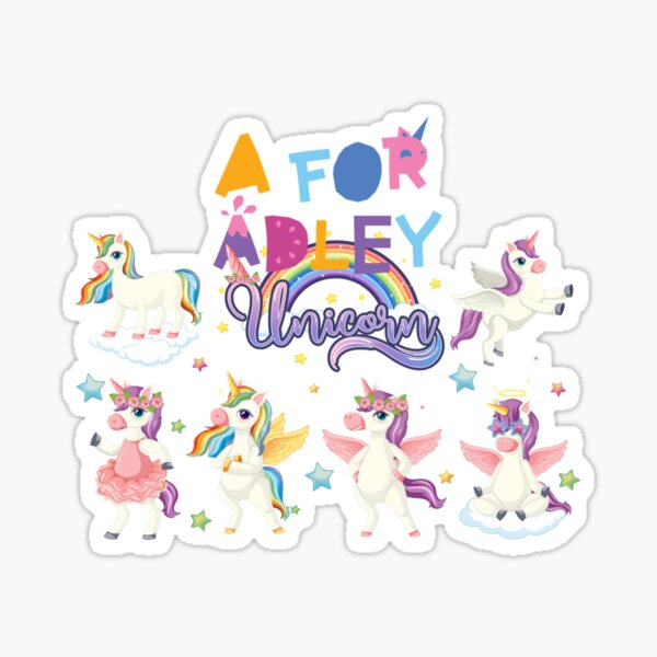 "kawai girl a for adley unicorns cartoon for kids60" Sticker for Sale ...