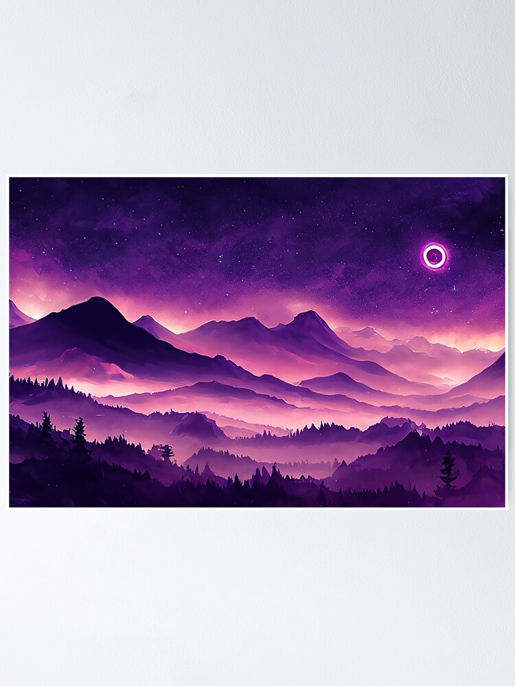 "Genshin Purple Mountains Landscape - Genshin Impact Symbol Element ...