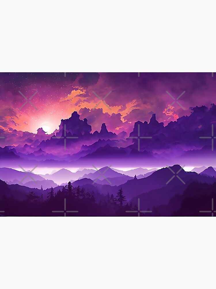 "Fantasy Purple Mountains Landscape - Genshin Impact Symbol Element ...