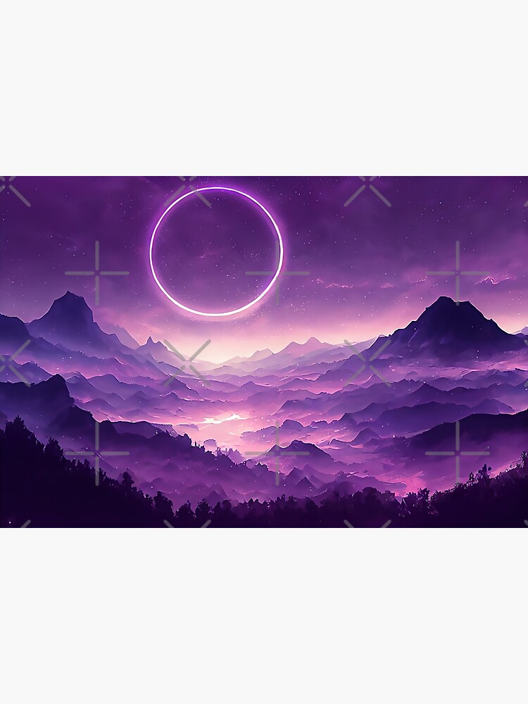 "Supermoon Eclipse fantasy Purple Mountains Landscape - Genshin Impact ...