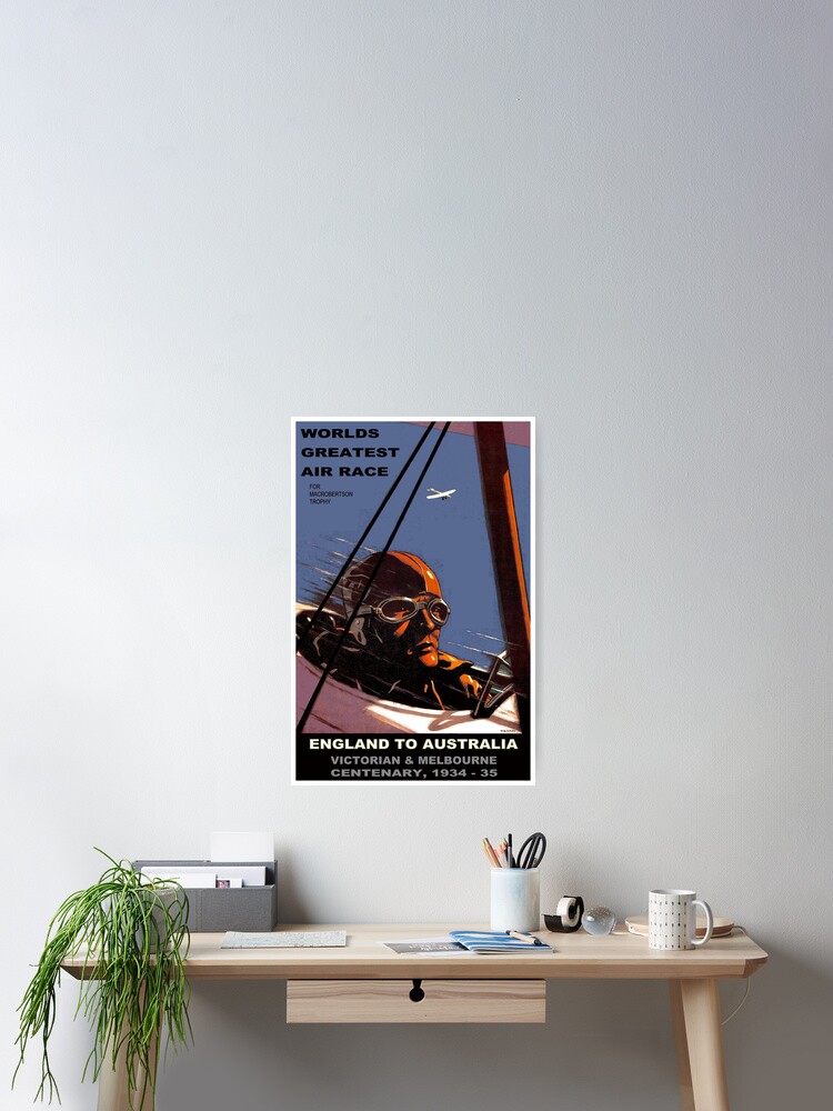 "AIRPLANE RACE : Vintage England to Australia Advertising Print" Poster ...