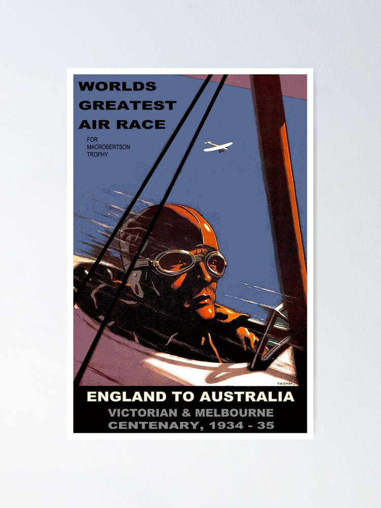 "AIRPLANE RACE : Vintage England to Australia Advertising Print" Poster ...