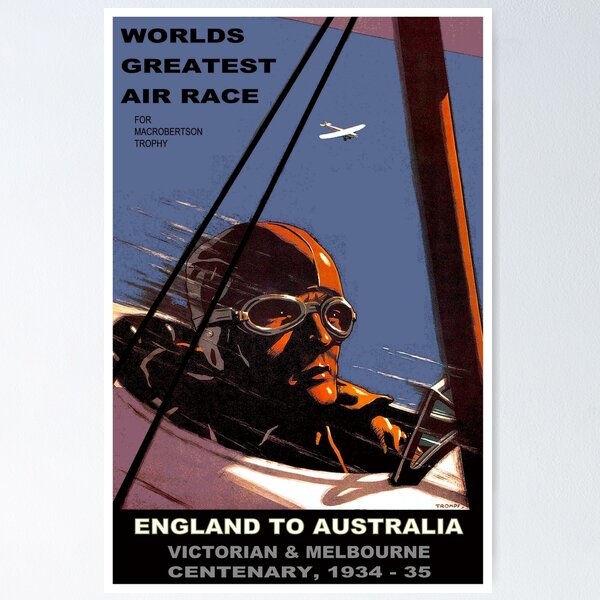 "AIRPLANE RACE : Vintage England to Australia Advertising Print" Poster ...