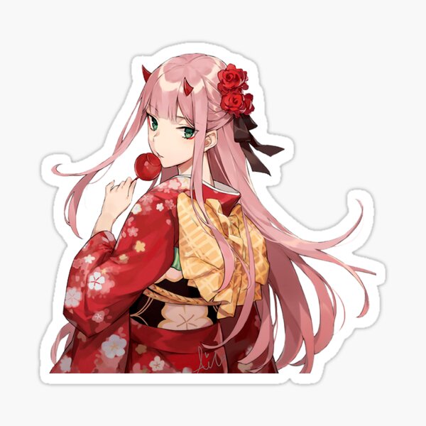 Zero Two Kimono Cute Waifu Sticker For Sale By Animestickyr Redbubble