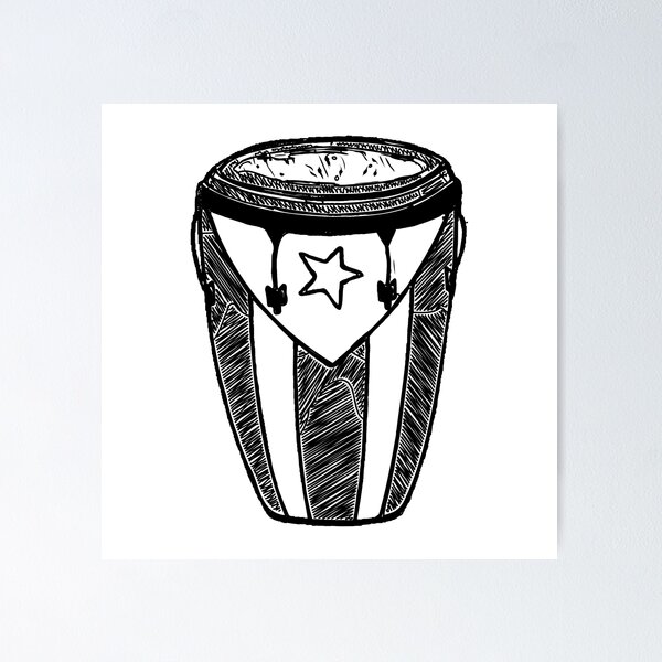 "Black Conga Boricua | Puerto Rico Flag | Black and White" Poster for ...