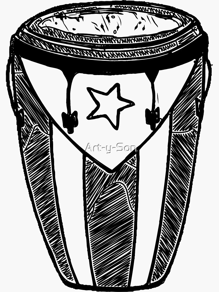 "Black Conga Boricua | Puerto Rico Flag | Black and White" Sticker for ...