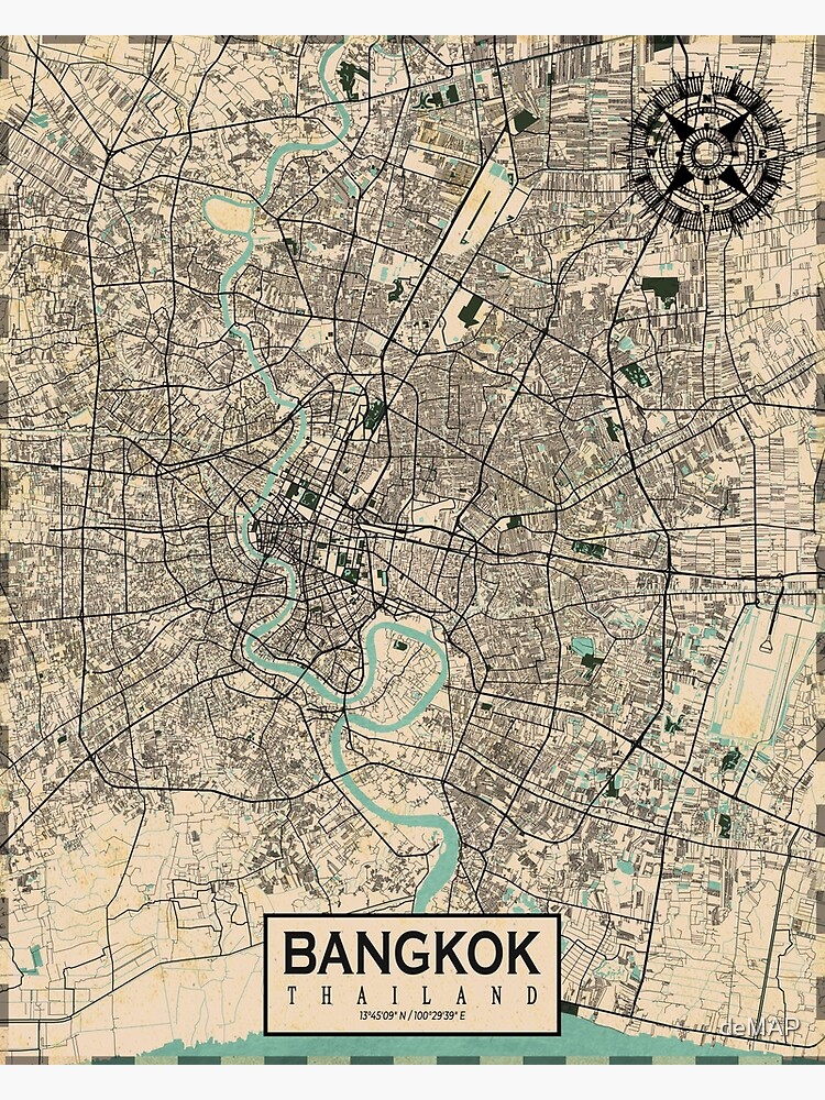 "Bangkok City Map of Thailand - Vintage" Poster for Sale by deMAP ...