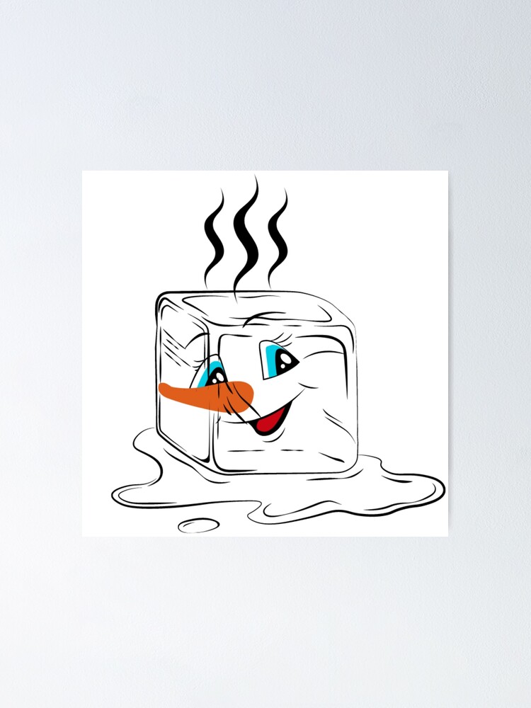 "Cute Melting Ice Cube Snowman" Poster for Sale by MagentaGrapes ...
