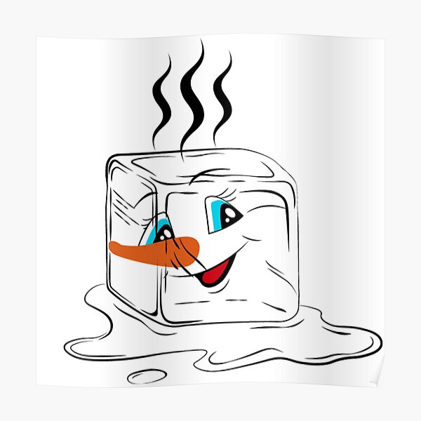 "Cute Melting Ice Cube Snowman" Poster for Sale by MagentaGrapes ...