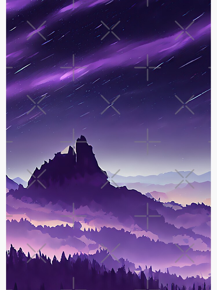 " Purple Anime Fantasy Night Sky Landscape - Genshin Impact Symbol ...