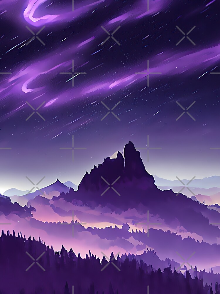 " Purple Anime Fantasy Night Sky Landscape - Genshin Impact Symbol ...
