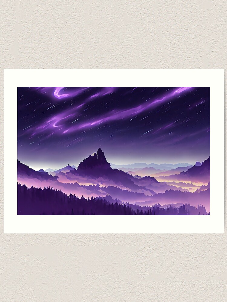 Lámina artística « Púrpura Anime Fantasy Night Sky Landscape - Genshin ...