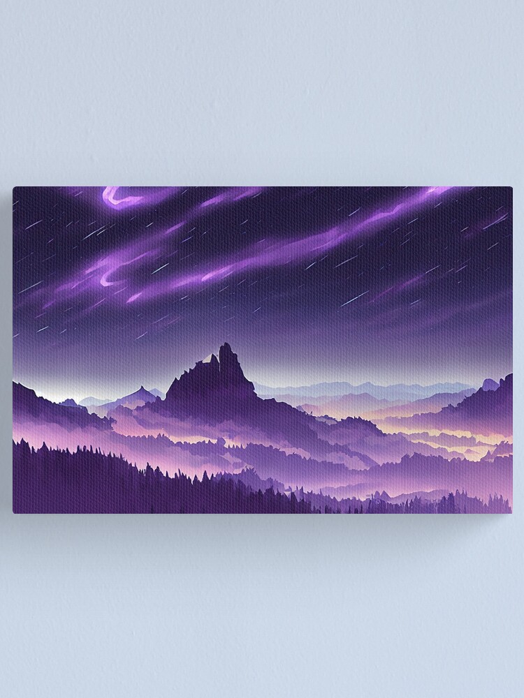 " Purple Anime Fantasy Night Sky Landscape - Genshin Impact Symbol ...