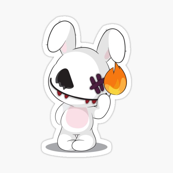 "Flat cute animal little voodoo bunny halloween Scary " Sticker for ...