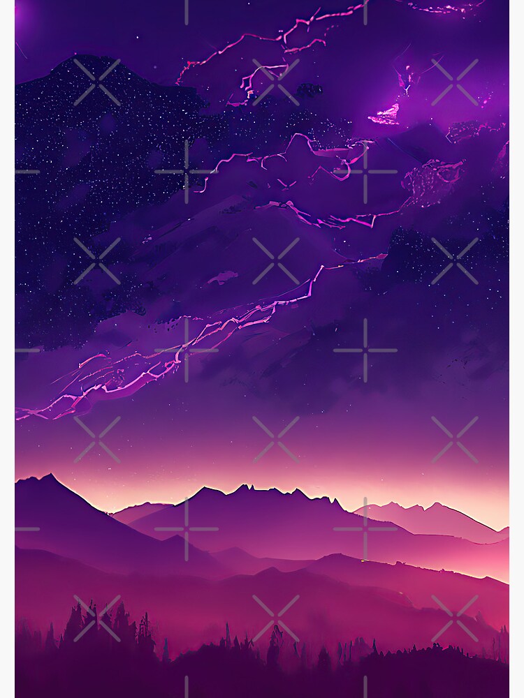 "Purple Anime Fantasy Electro Night Landscape - Genshin Impact Symbol ...