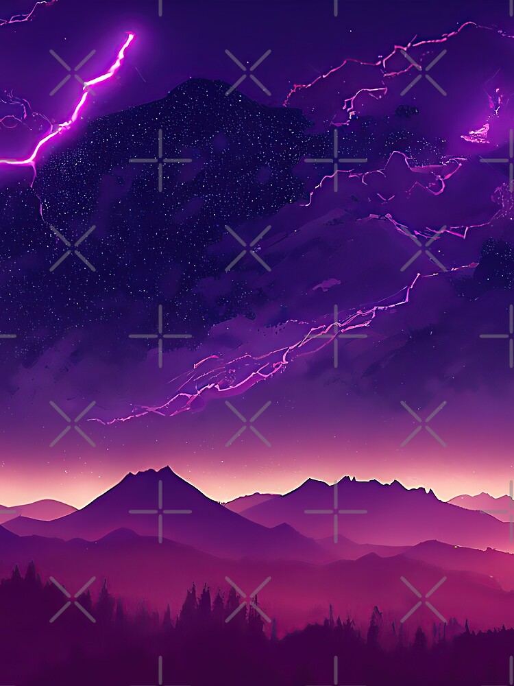 "Purple Anime Fantasy Electro Night Landscape - Genshin Impact Symbol ...