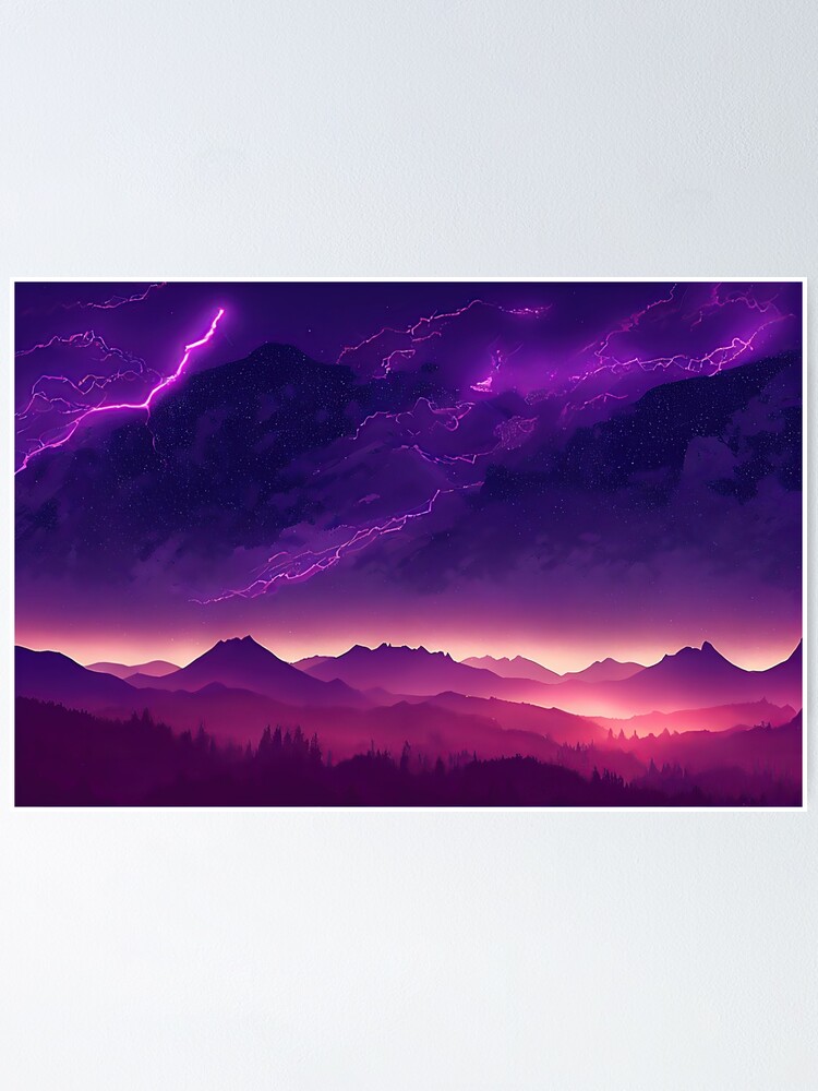 "Purple Anime Fantasy Electro Night Landscape - Genshin Impact Symbol ...