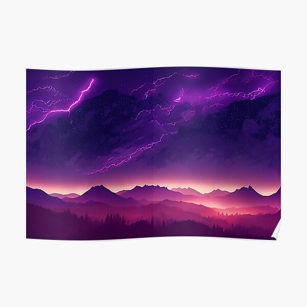"Purple Anime Fantasy Electro Night Landscape - Genshin Impact Symbol ...