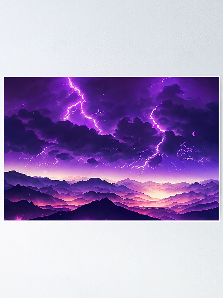 "Electric Storm Over Mountains Landscape - Genshin Impact Symbol ...