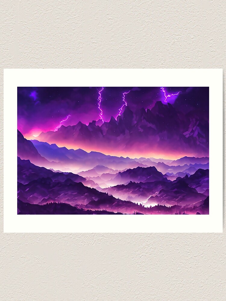 "Electric Lightning Storm Over Mountains - Anime Landscape - Genshin ...