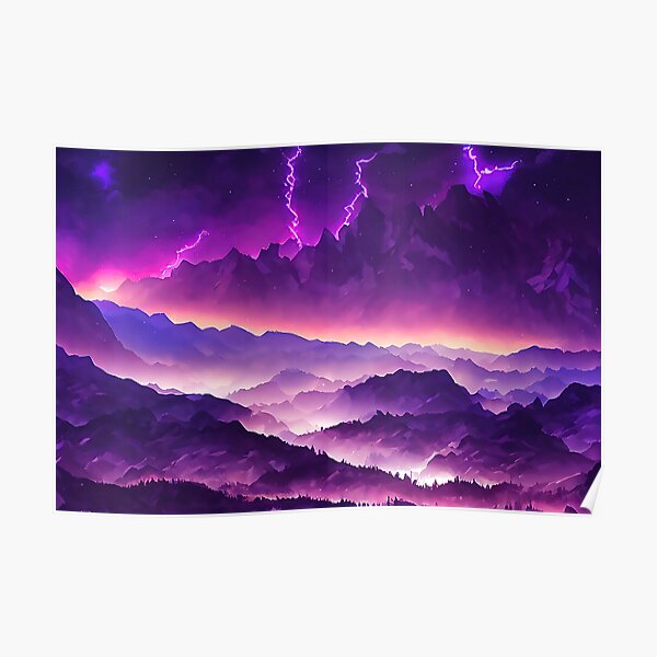 "Electric Lightning Storm Over Mountains - Anime Landscape - Genshin ...