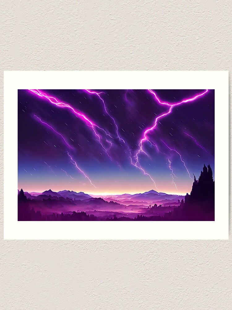 "Magical Lightning Strikes in the Mountains - Anime Landscape - Genshin ...