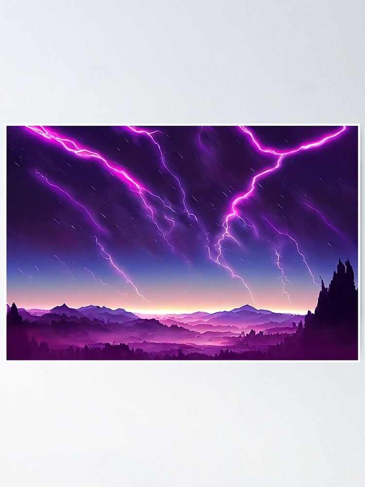 "Magical Lightning Strikes in the Mountains - Anime Landscape - Genshin ...
