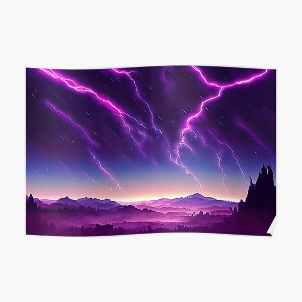 "Magical Lightning Strikes in the Mountains - Anime Landscape - Genshin ...