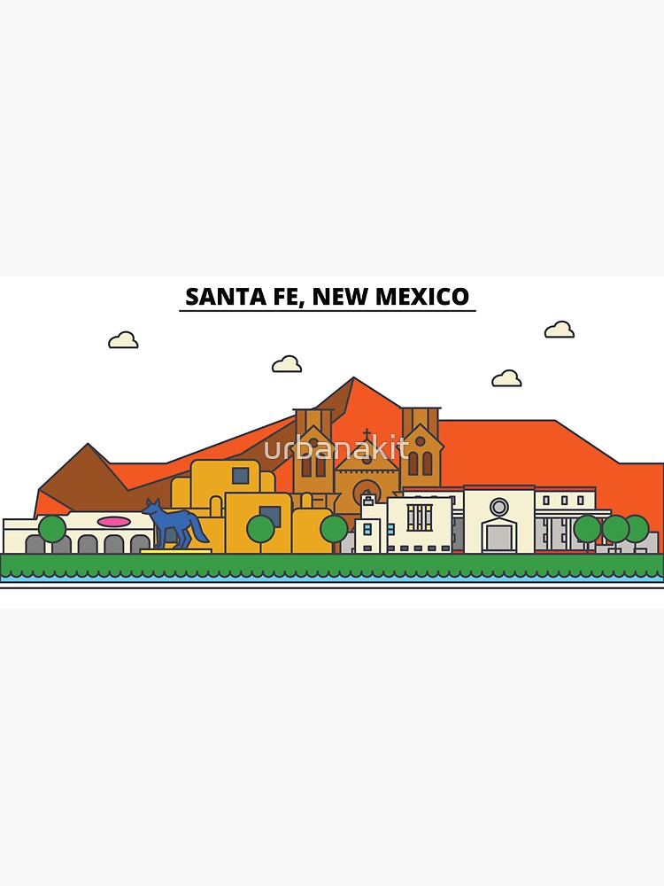 "Usa, Santa Fe City Skyline Design" Sticker by urbanakit | Redbubble