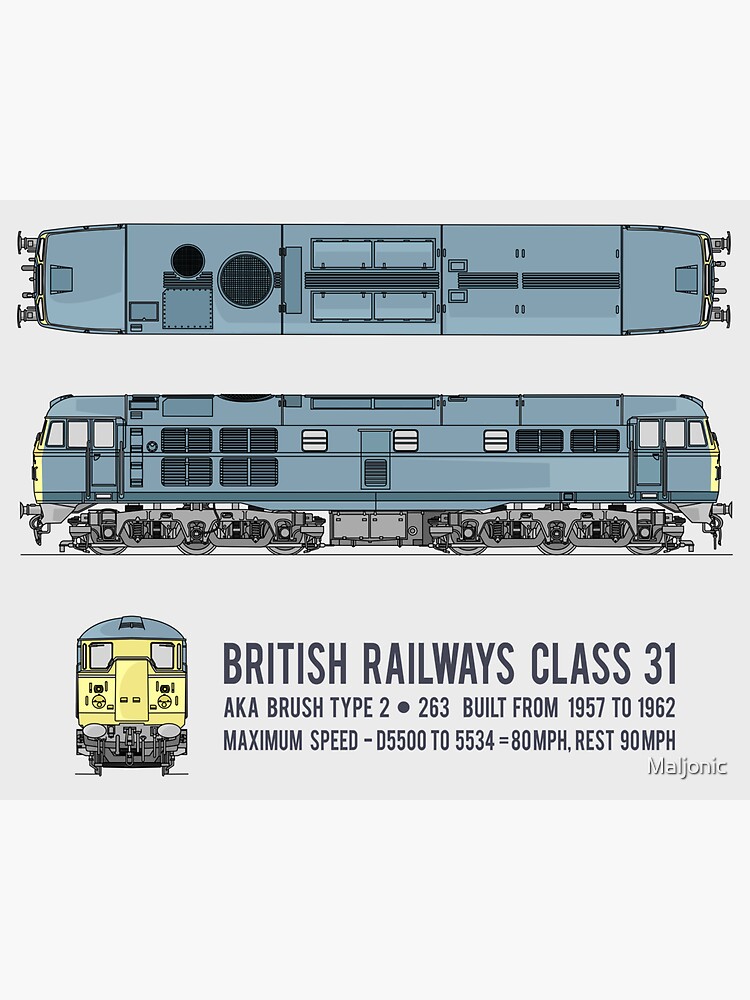 "British Railways Class 31 Brush Type 2 Locomotive Diagram Gift ...