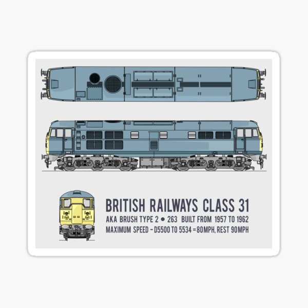 "British Railways Class 31 Brush Type 2 Locomotive Diagram Gift ...