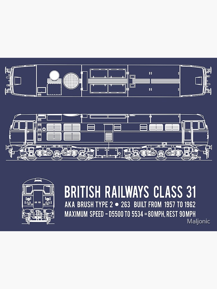 "British Railways Class 31 Brush Type 2 Locomotive Blueprint Diagram ...