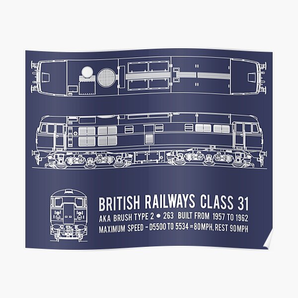 "British Railways Class 31 Brush Type 2 Locomotive Blueprint Diagram ...