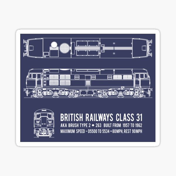"British Railways Class 31 Brush Type 2 Locomotive Blueprint Diagram ...