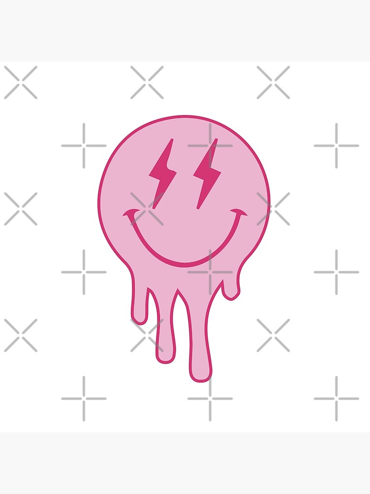 "pink drippy smiley face " Poster for Sale by SimplySpeak | Redbubble