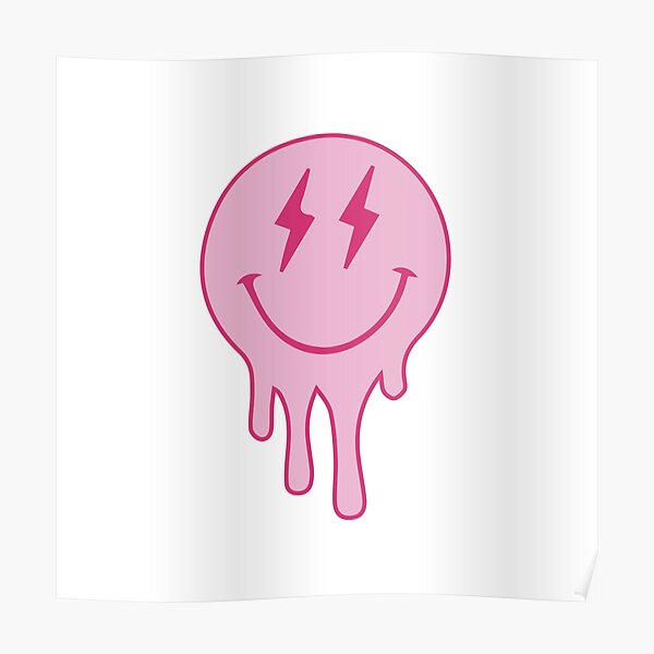 "pink drippy smiley face " Poster for Sale by SimplySpeak | Redbubble