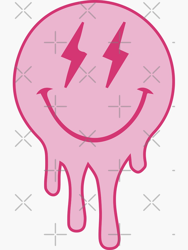 "pink drippy smiley face " Sticker for Sale by SimplySpeak | Redbubble