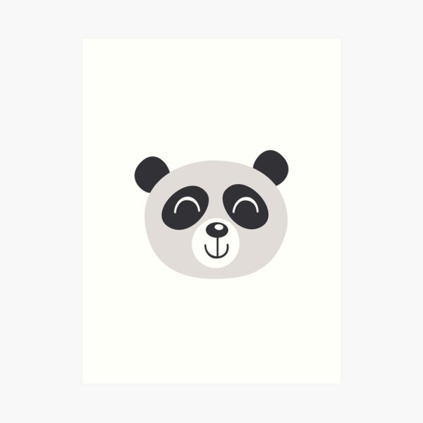 "Cute Panda Face Outline - Happy panda illustration" Art Print for Sale ...