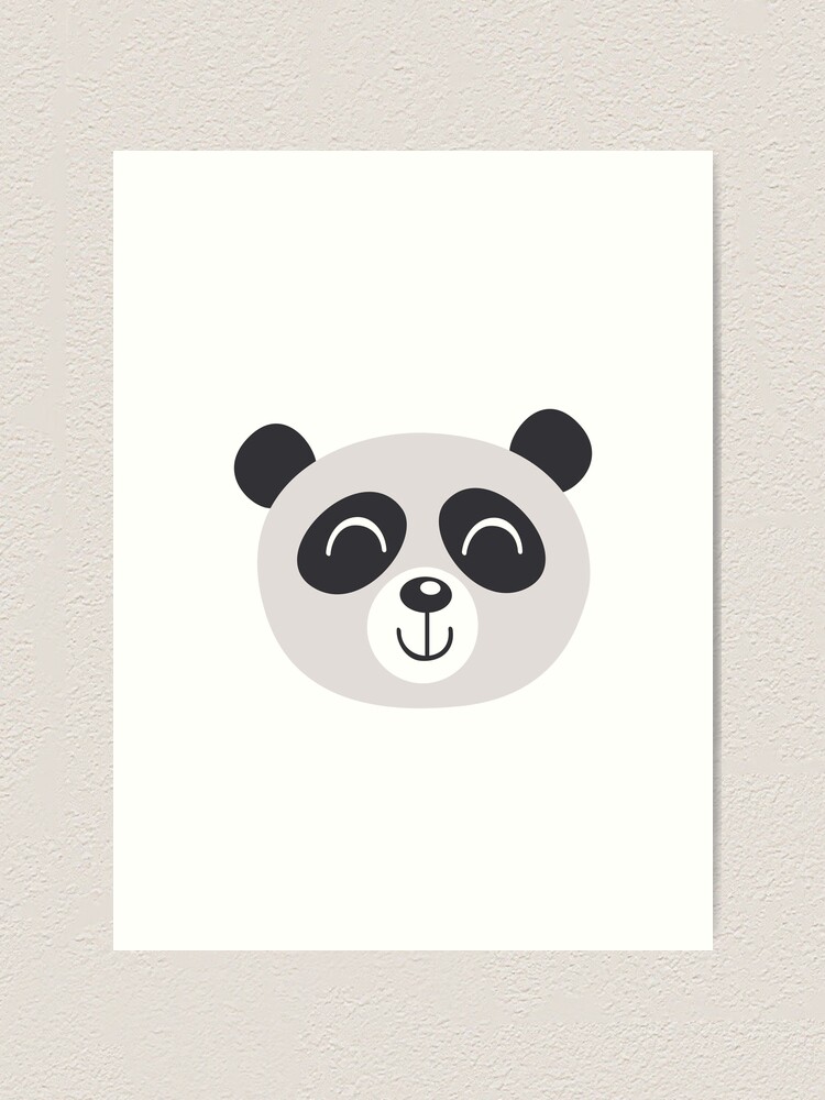 "Cute Panda Face Outline - Happy panda illustration" Art Print for Sale ...