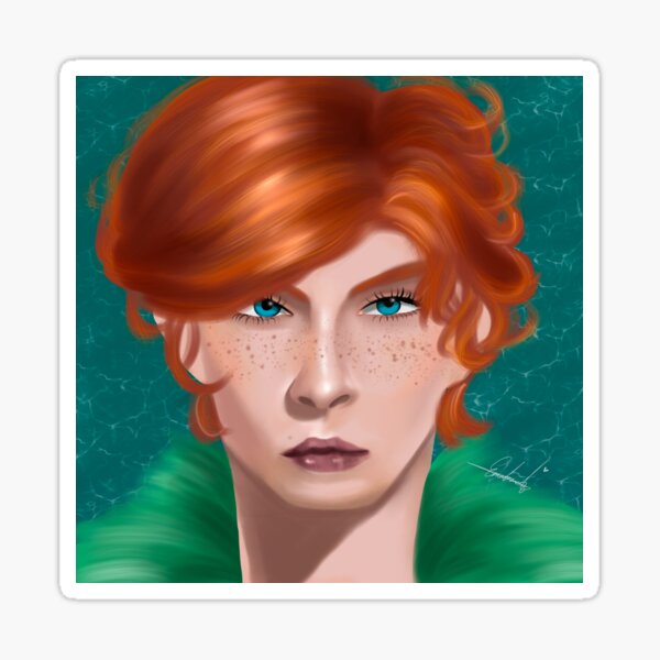 "Aqua queen| ginger hair|red haired" Sticker for Sale by EmotionArt ...