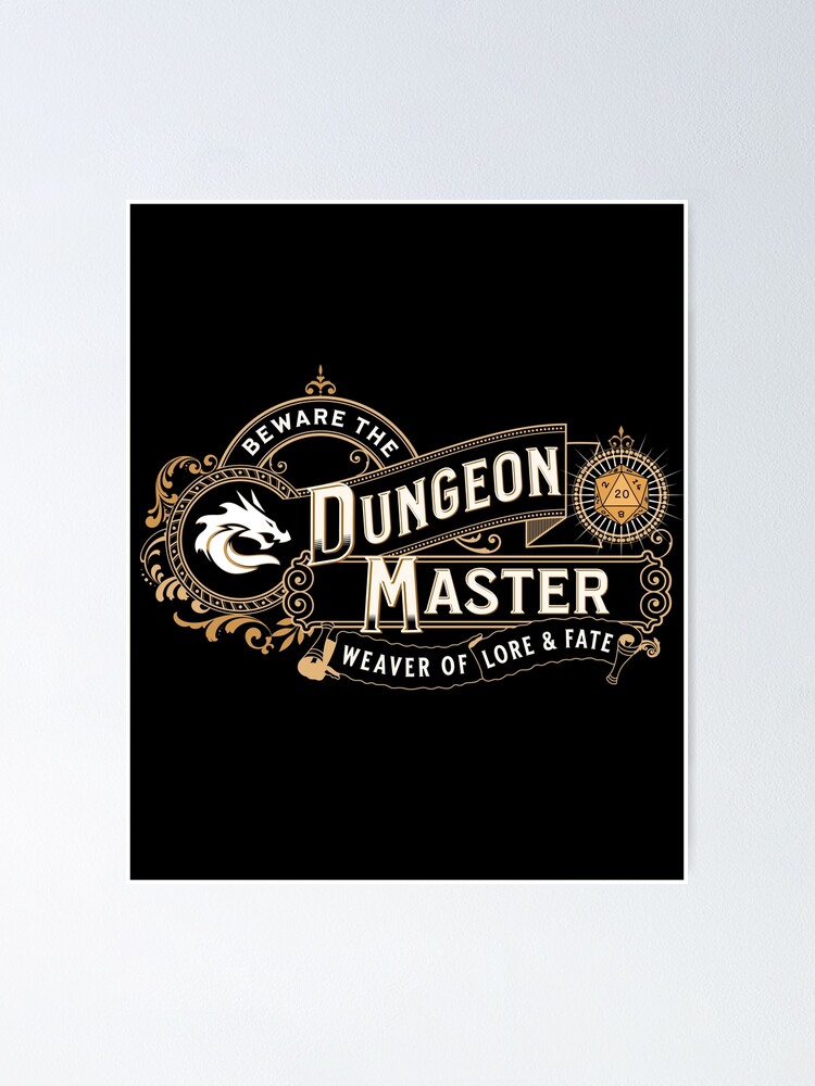 "DUNGEON MASTER: Vintage DM Game Master logo, dragon and d20" Poster ...