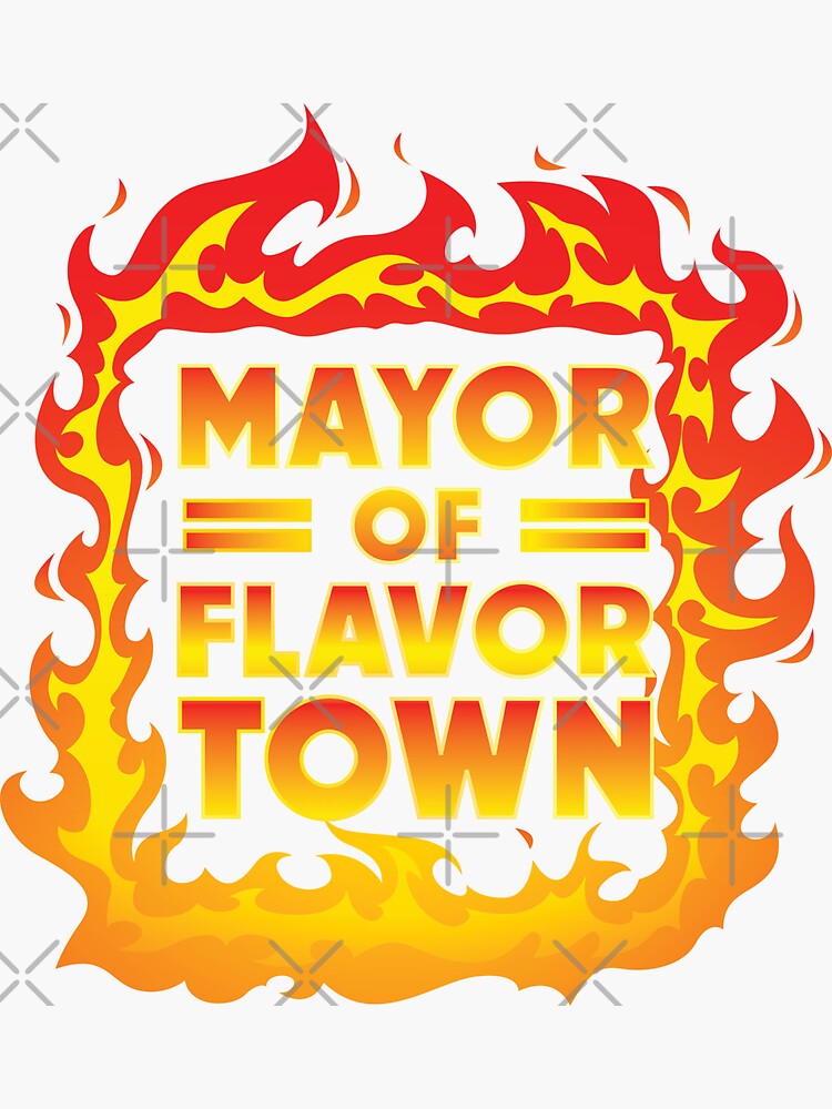 "Flavor Town Cooking Guy Fieri" Sticker for Sale by fezztee | Redbubble