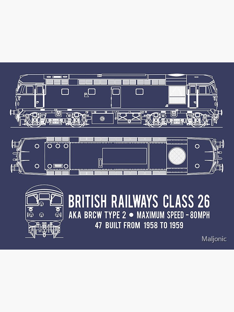 "British Railways Class 26 BRCW Type 2 Locomotive Blueprint Diagram ...