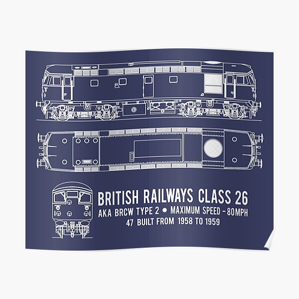 "British Railways Class 26 BRCW Type 2 Locomotive Blueprint Diagram ...