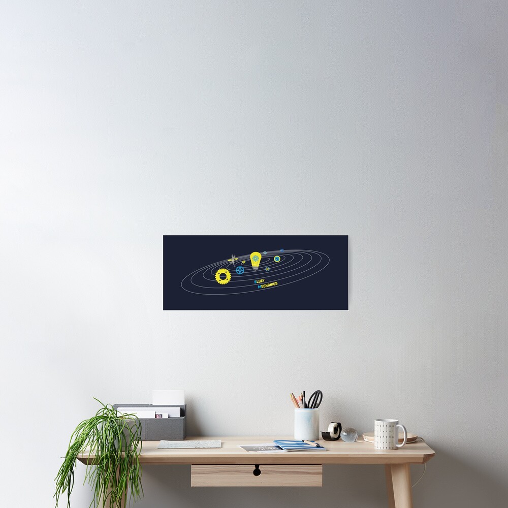 "Bluey Mechanics Solar system blue and yellow universe" Poster for Sale ...