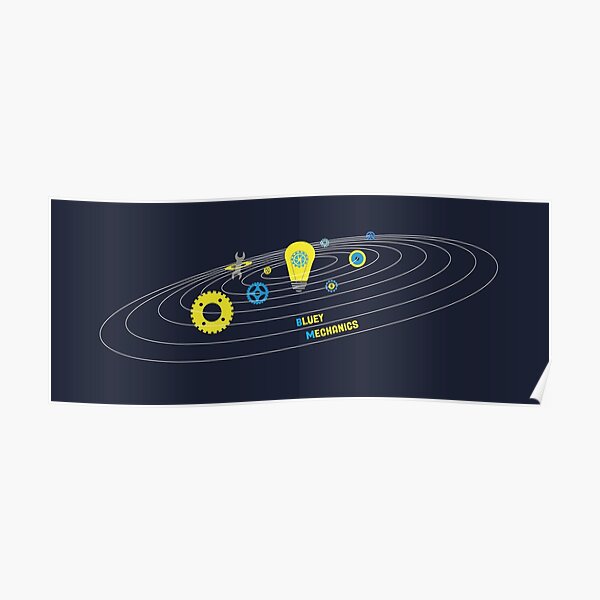 "Bluey Mechanics Solar system blue and yellow universe" Poster for Sale ...