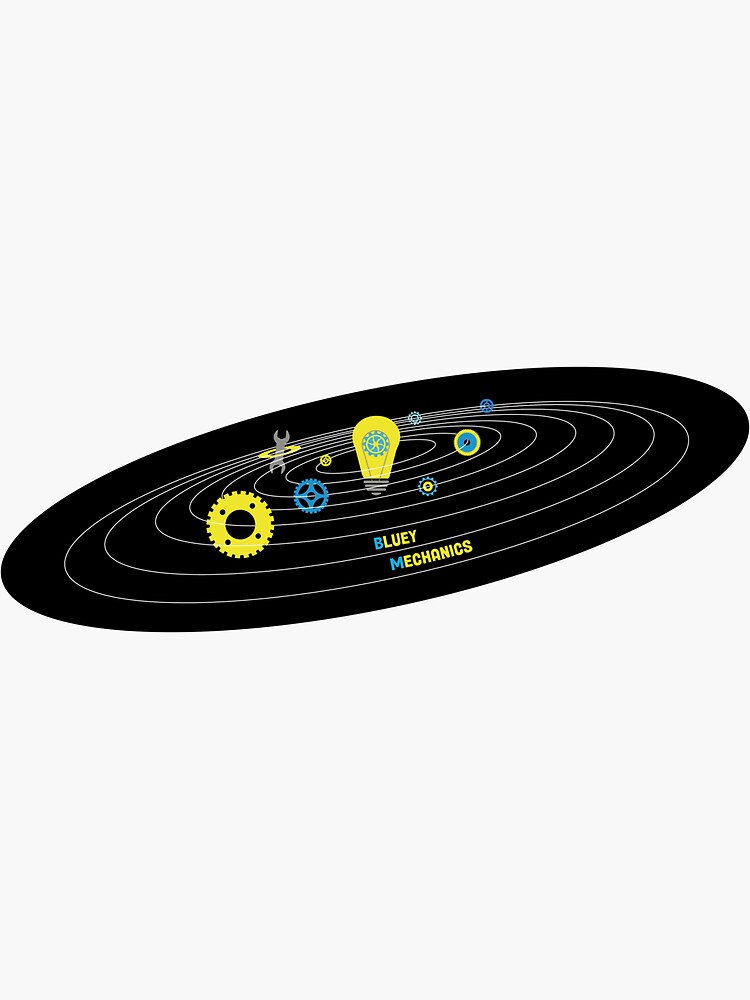"Bluey Mechanics Solar system blue and yellow universe" Sticker for ...